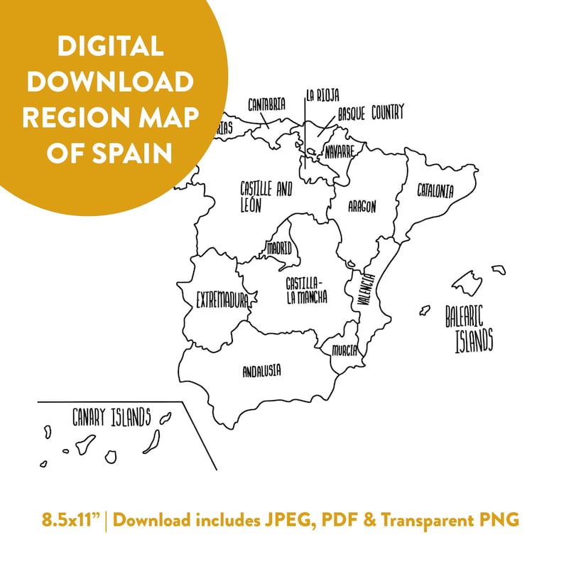 Spain Regional Map - Europe Map - Sales Map - Tracking Map - Learning ...