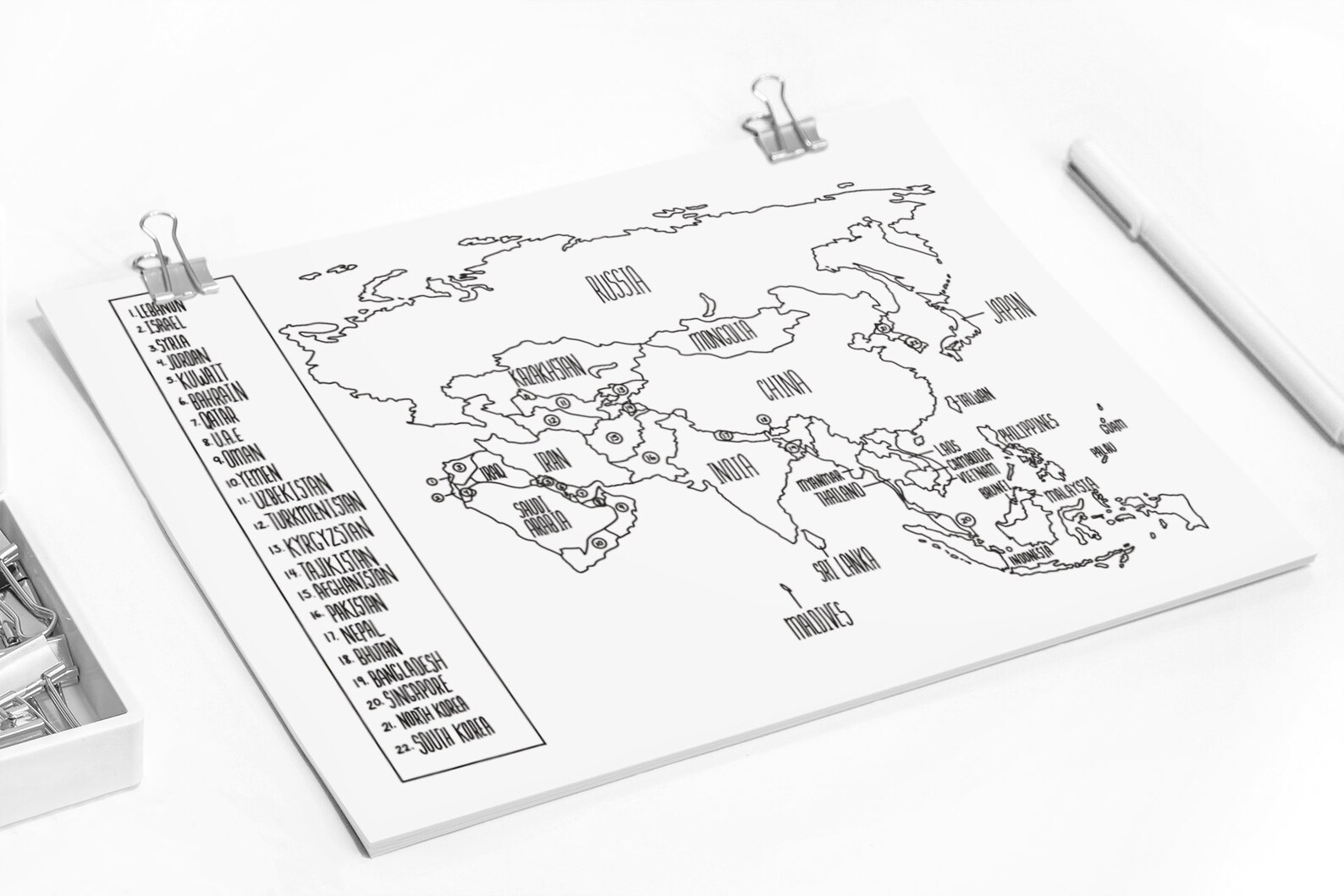 Asia Map - Sales Map - Tracking Map - Learning Map - Digital Download ...