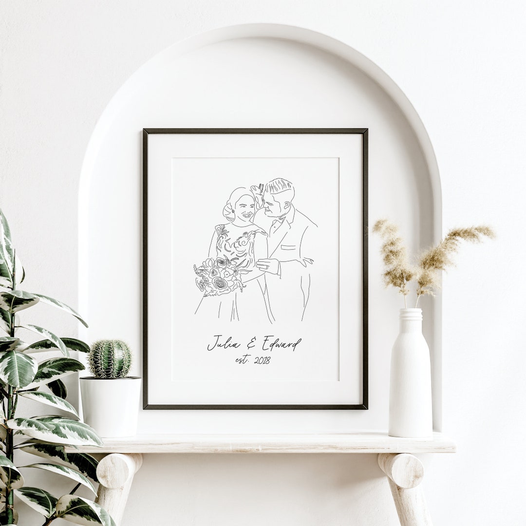 Custom Drawn Wedding Photo - Digital Line Art - Wedding Art - Print ...