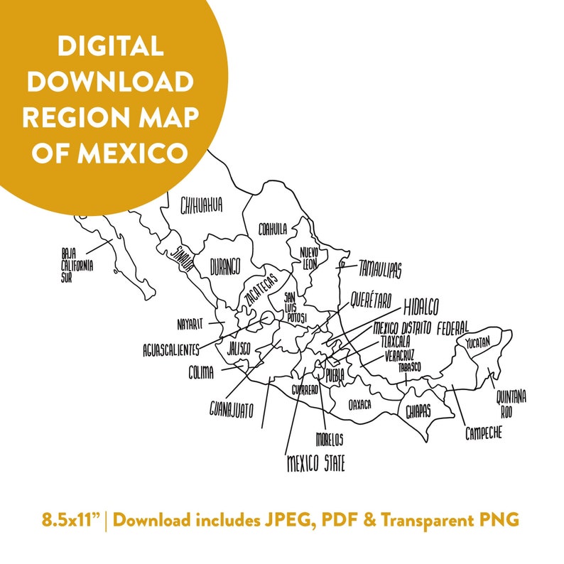 Mexico Regional Map - Sales Map - Tracking Map - Learning Map - Digital ...