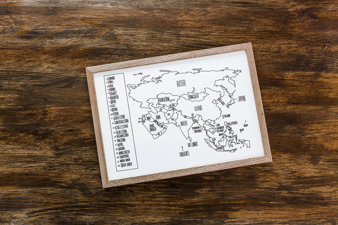 Asia Map - Sales Map - Tracking Map - Learning Map - Digital Download ...