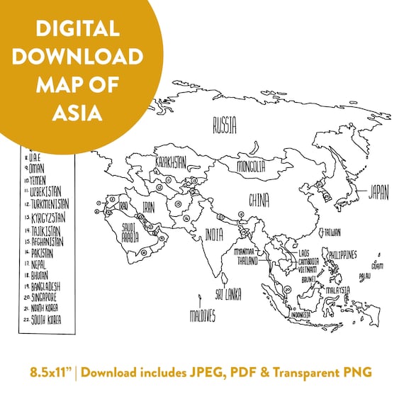 Asia Map Sales Map Tracking Map Learning Map Digital - Etsy