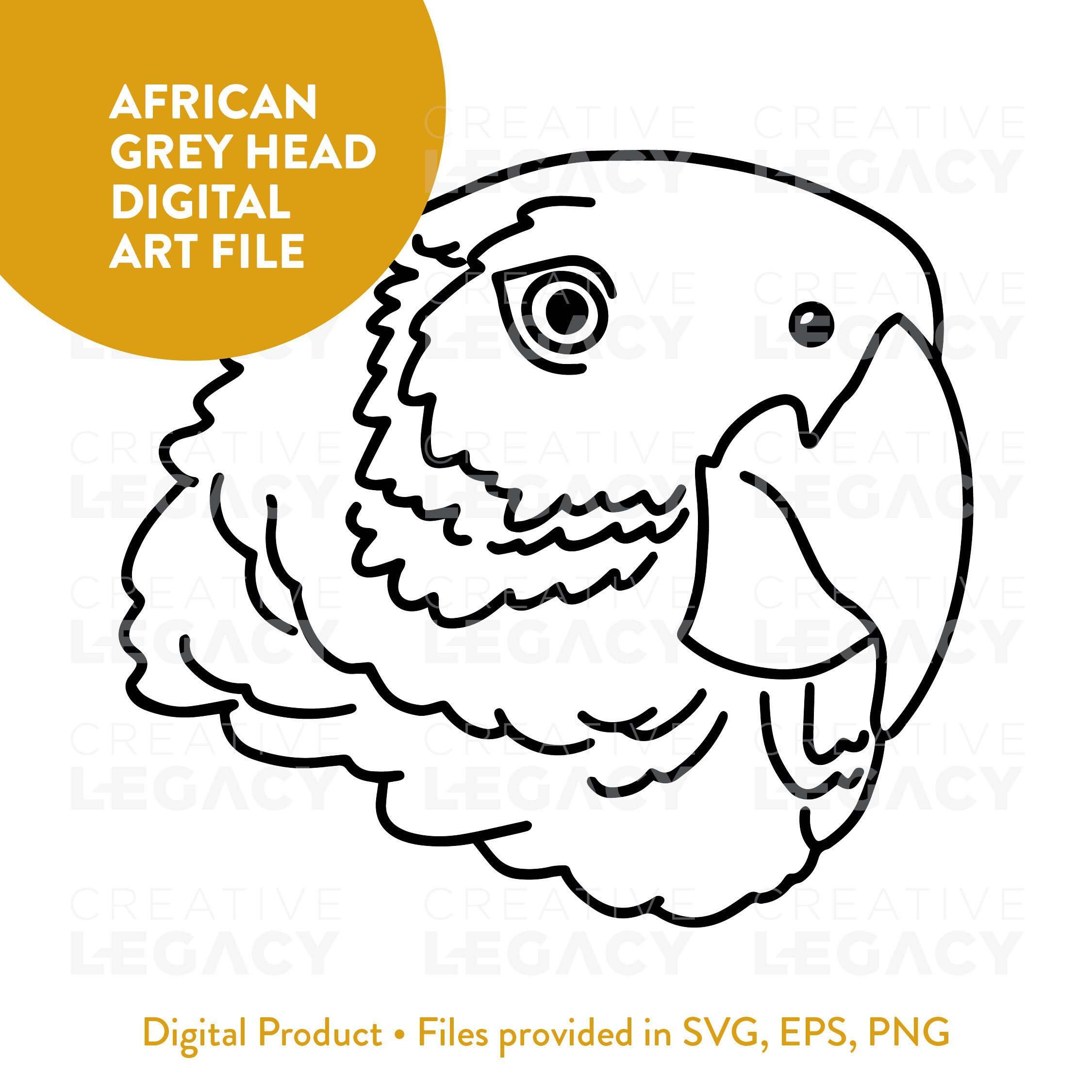 African Grey Digital Art File | SVG, PNG & EPS - Etsy