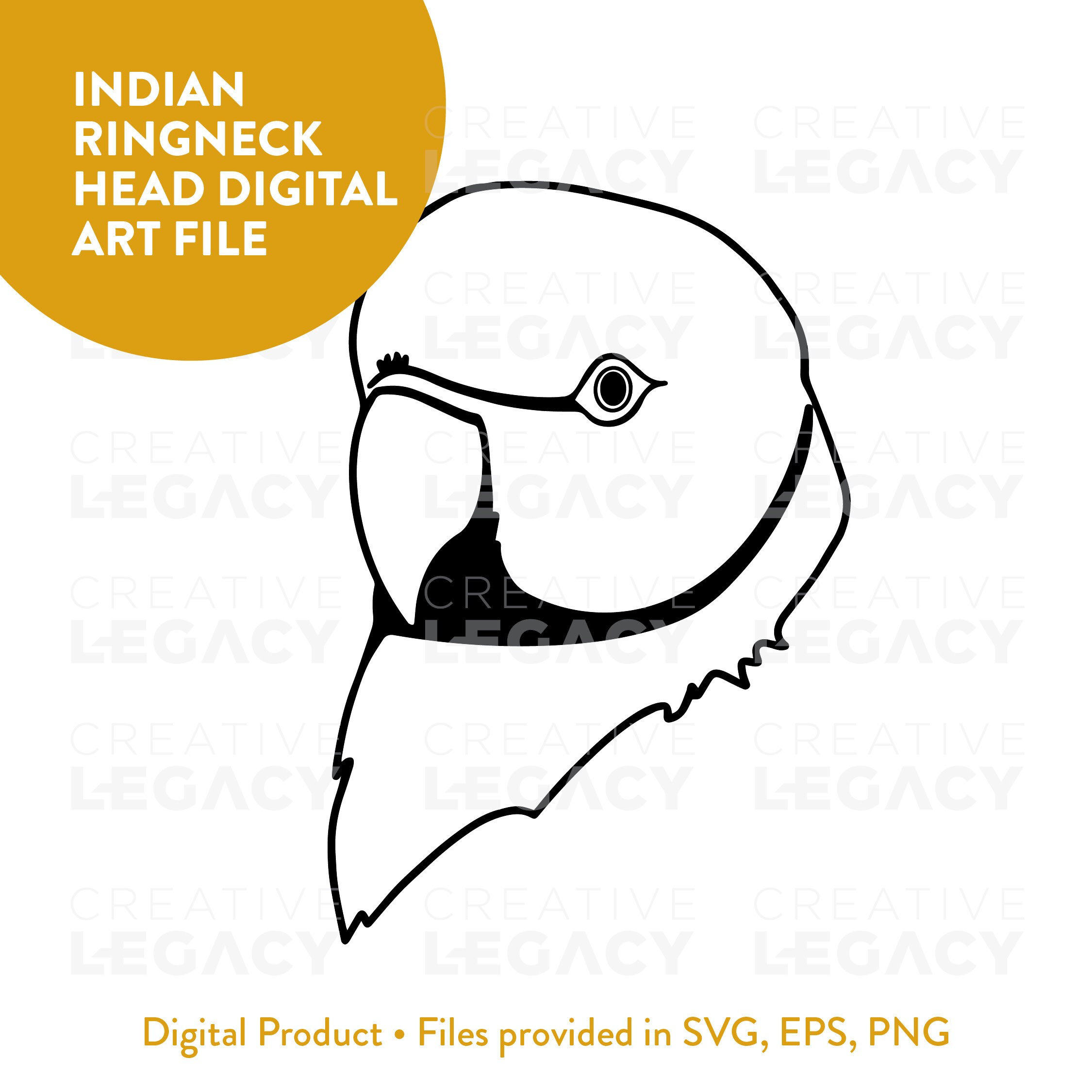 Indian Ringneck Bust Digital Art Files - Indian Ringneck Parrot Outline ...