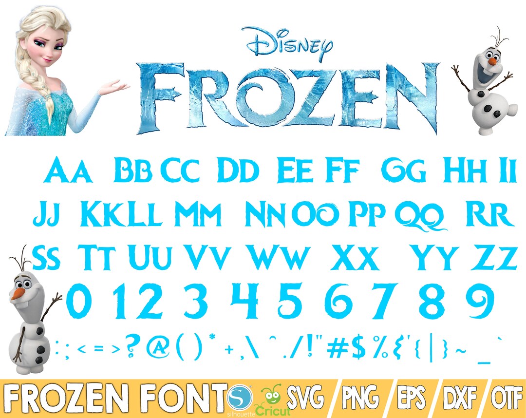 Frozen Font Svg TTF Font Layered Bundle Files, Frozen Alphabet Letters ...