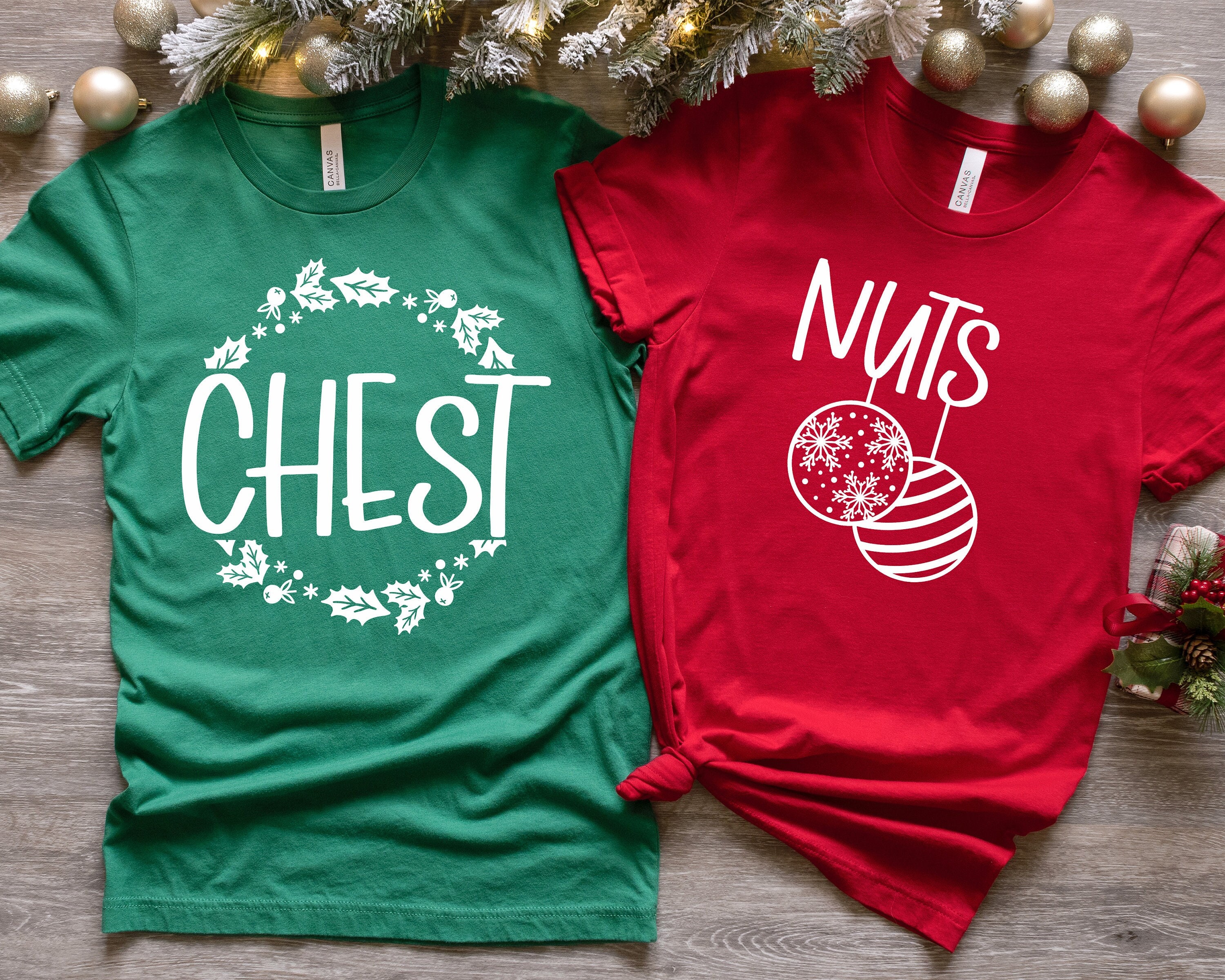 CHEST NUTS CHESTNUTS Matching Christmas Shirts, Funny Matching Couples ...