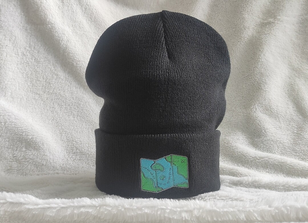 Embroidered Treasure Map Beanie, Traveler Map Embroidered Beanie Hat ...
