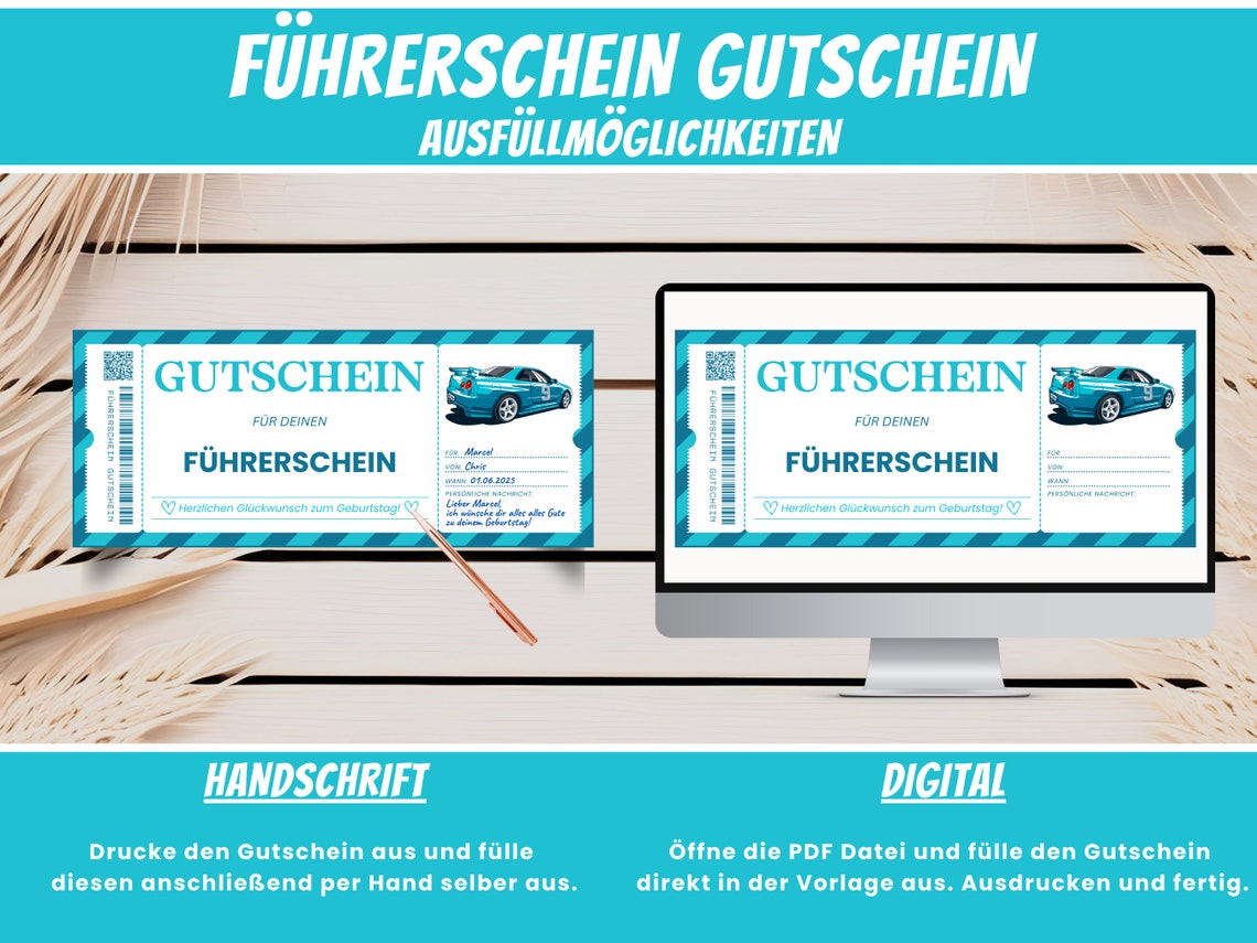 Voucher Driving License Birthday Gift, Personalized Voucher Driving ...