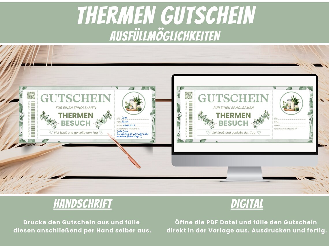 Personalized Voucher Thermal Spa Gift Voucher Wellness Voucher Template ...
