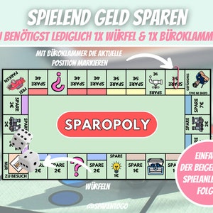 Sparopoly Sparspiel Set Sparchallenge Set Würfel Sparspiel inkl ...