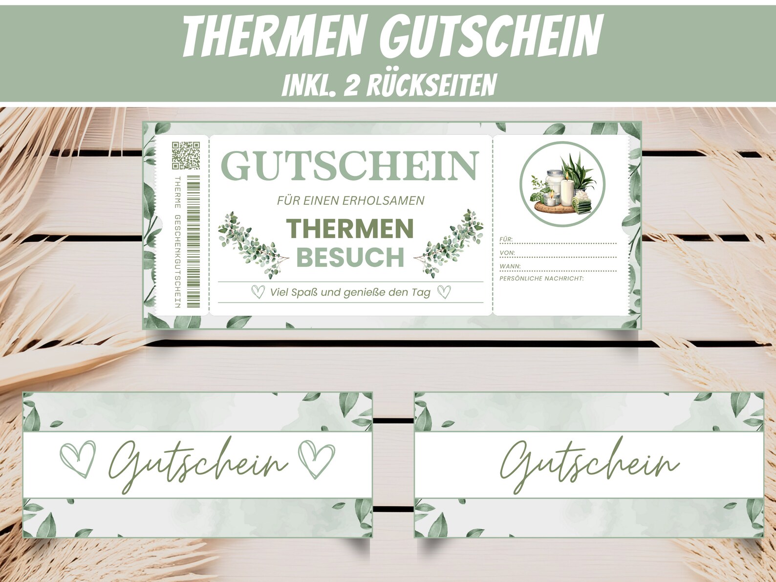 Personalized Voucher Thermal Spa Gift Voucher Wellness Voucher Template ...