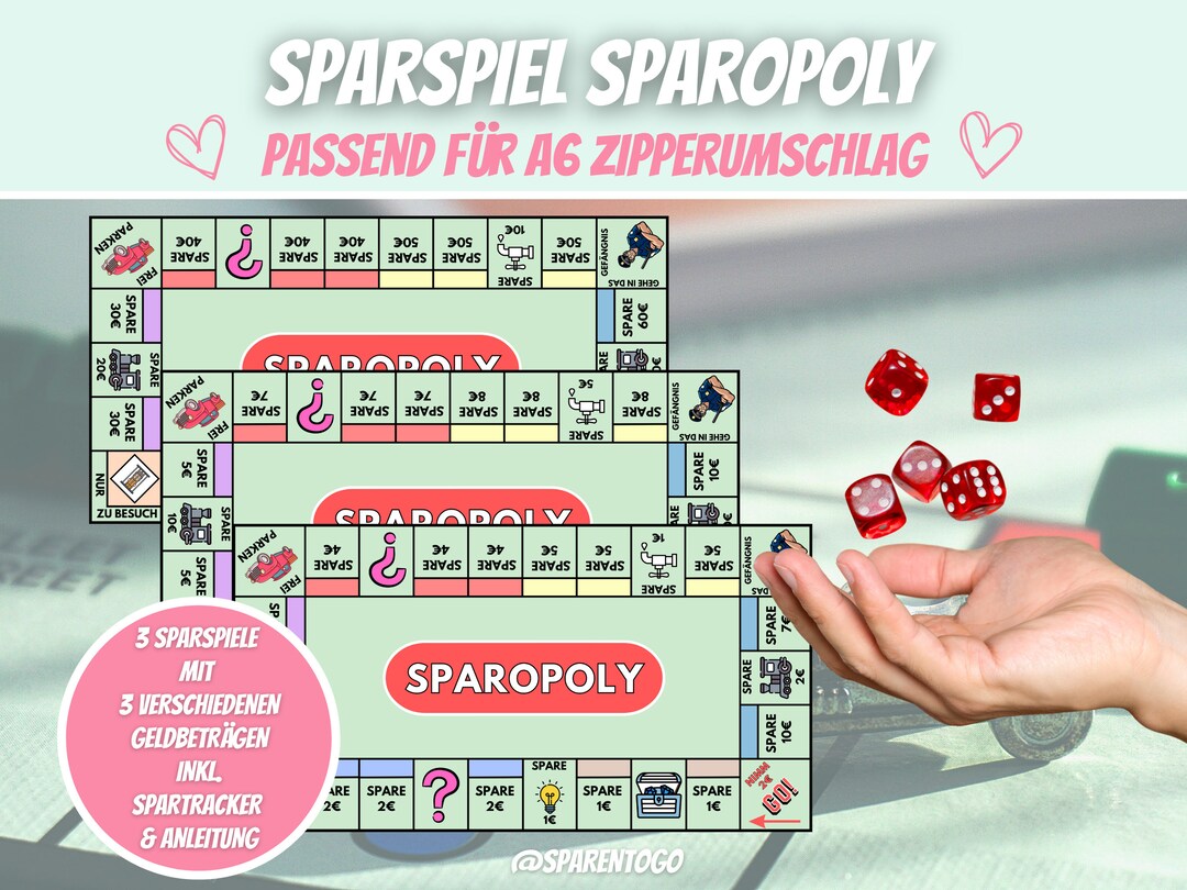 Sparopoly Sparspiel Set Sparchallenge Set Würfel Sparspiel inkl ...