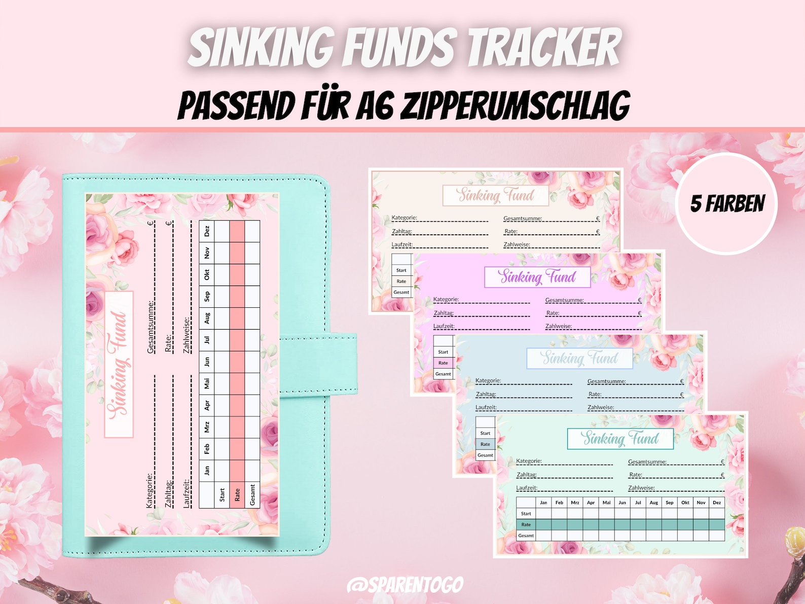 Sinking Funds Tracker passend für A6 Umschläge 5 Farben - Etsy.de