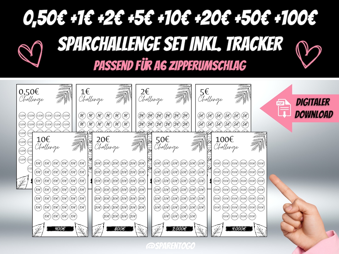 Sparchallenge 1|2|5|10|20|50 and 100 Euro PDF Sparchallenge Set ...