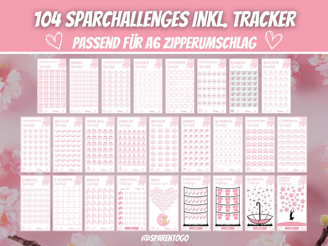 104 Spar Challenges PDF Sparchallenge Set A6 Sparspiele passend für A6 ...