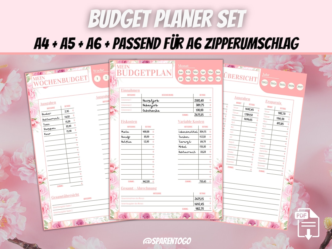 Budget Planer Deutsch, Finanzplaner zum Drucken, Spartracker ...