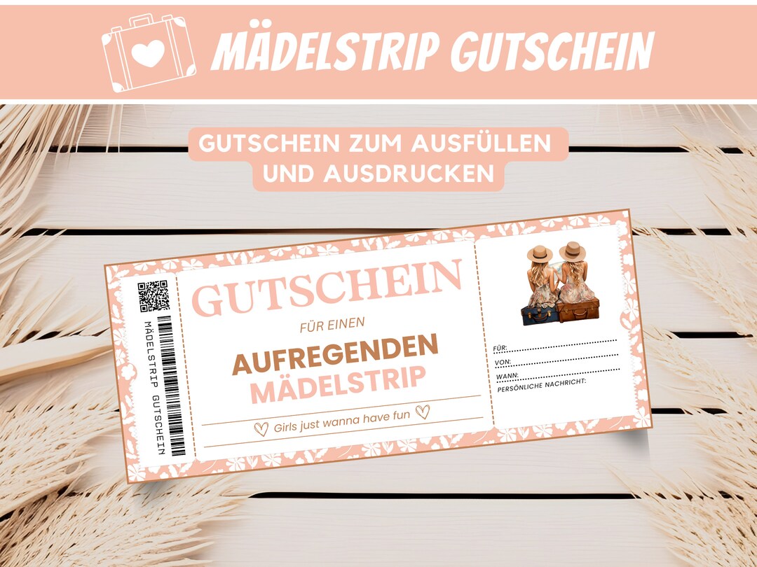 Voucher Girls Weekend Gift Girls Day, Holiday Voucher Girls Trip ...