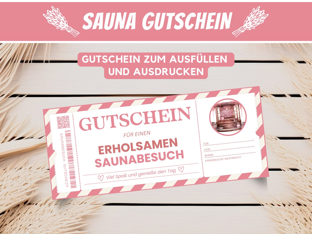 Voucher Sauna Visit Wellness Voucher Card, Wellness Voucher Gift ...