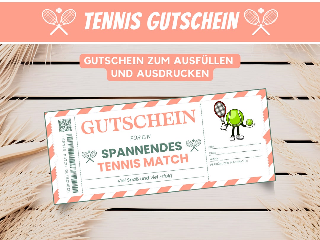 Voucher Tennis Match Voucher Card Tennis Game, Gift Voucher Tennis ...