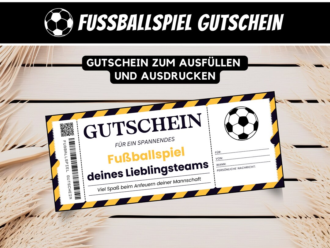 Voucher Football Ticket Birthday Gift Men Personalized Voucher Gift ...