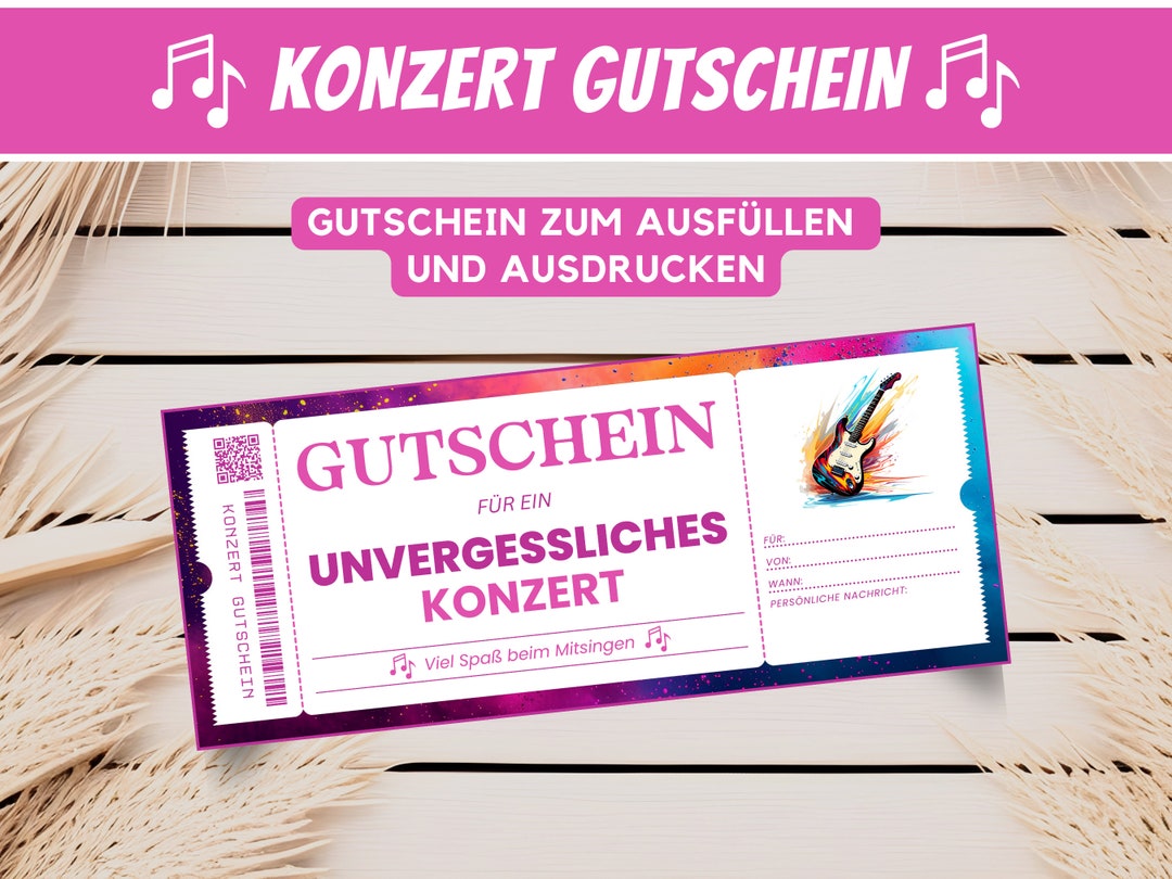 Voucher Concert Ticket Personalized Voucher Card Concert Visit Gift ...