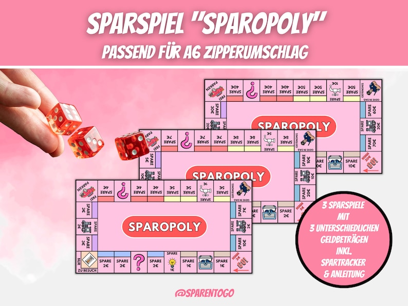 Sparopoly Sparspiel Sparchallenge Inkl. Tracker Würfel - Etsy