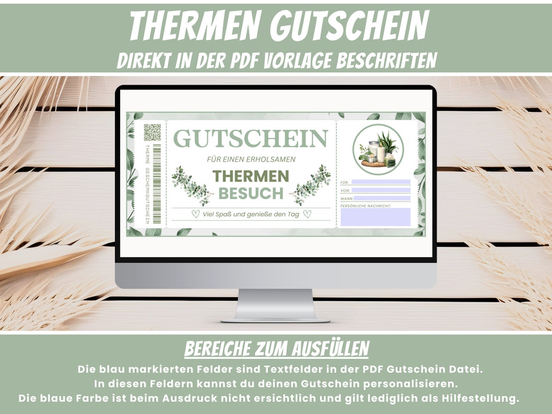 Personalized Voucher Thermal Spa Gift Voucher Wellness Voucher Template ...