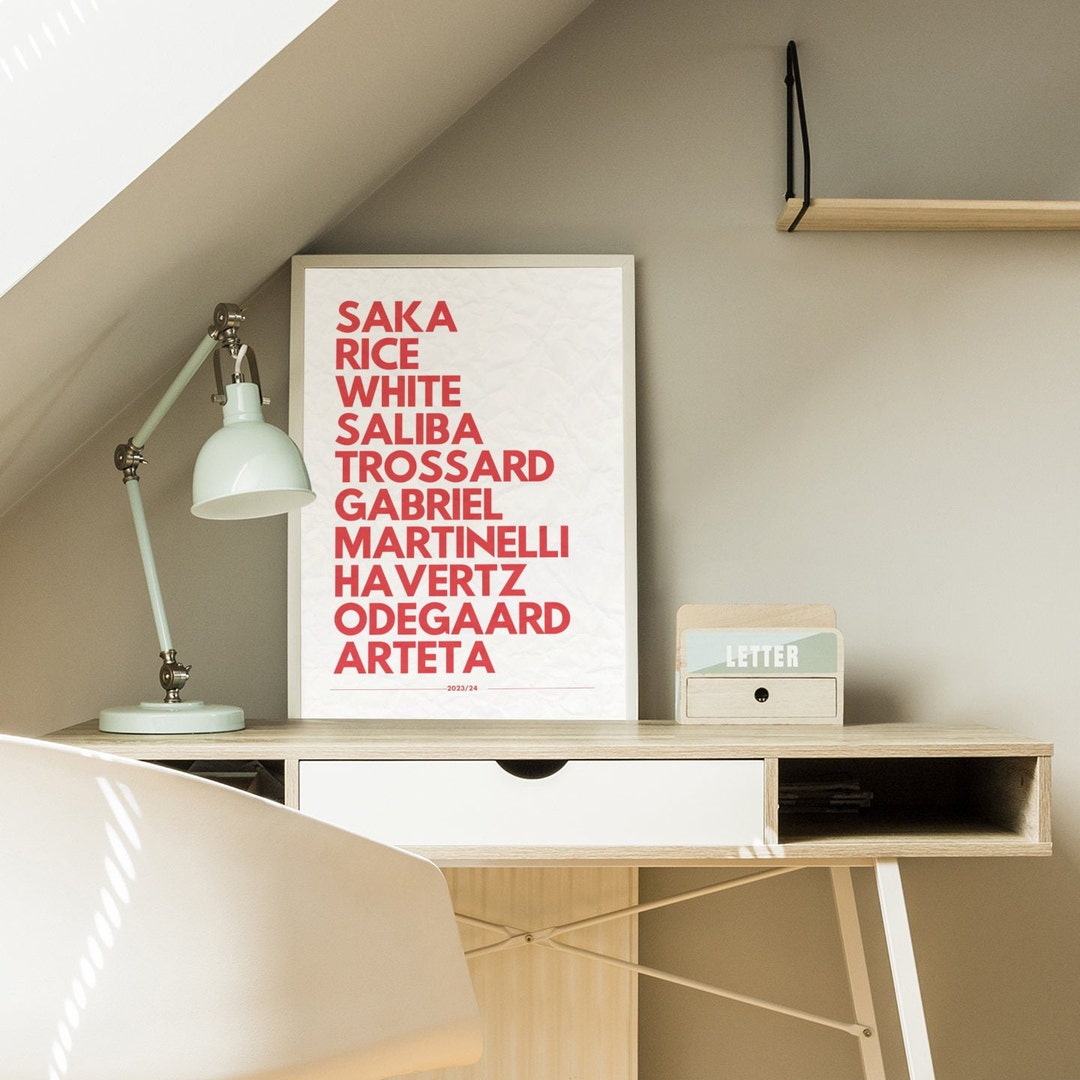 Arsenal 2023-24 Player Wall Decor Football Typography Art for Arsenal ...