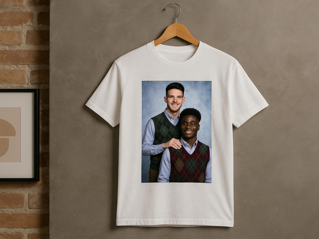 Arsenal Football Shirt With Saka & Declan Rice Step Brother Meme Design ...