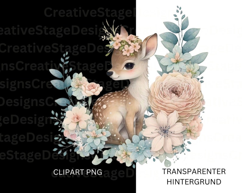 Reh PNG Reh Clip Art Reh Blumen Aquarell Sublimation Design - Etsy ...