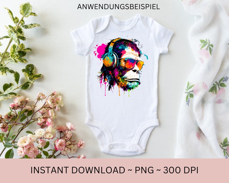 Pop Art Monkey Headphones Png Files for Sublimation Monkey Acid Pop Png ...