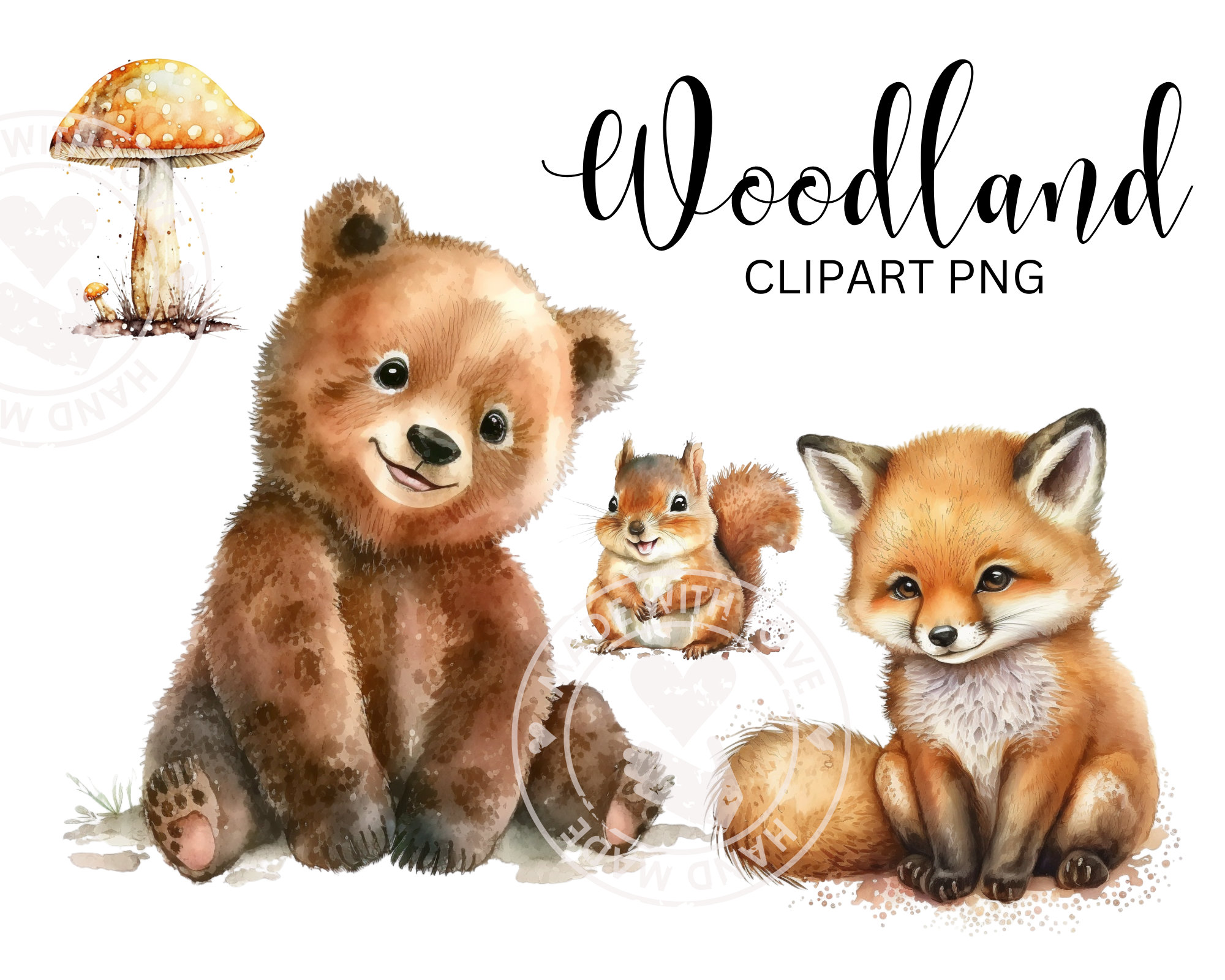 Woodland Animals PNG Clip Art Woodland Animals Bear - Etsy