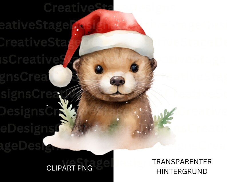 Otter Clipart Christmas - Digital Download- Card Making, Mixed Media ...