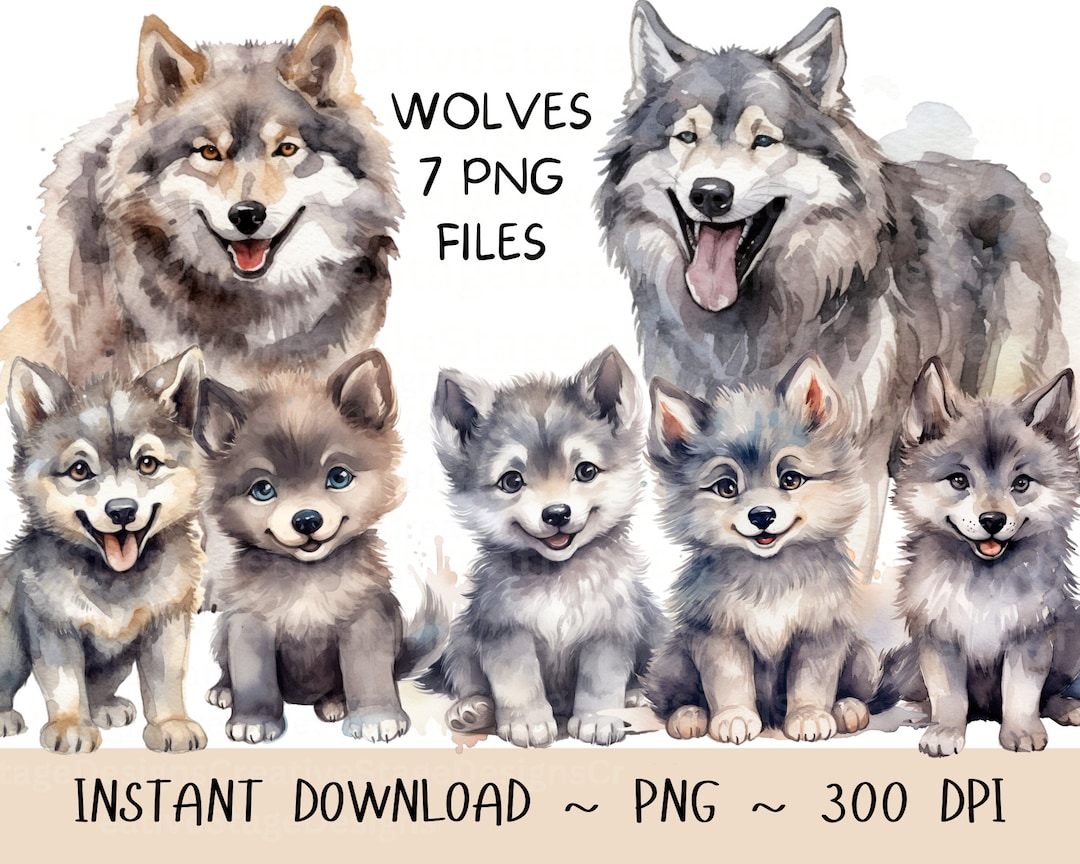 Woodland Animals PNG, Clip Art, Woodland Animals Wolf Watercolor Pack ...