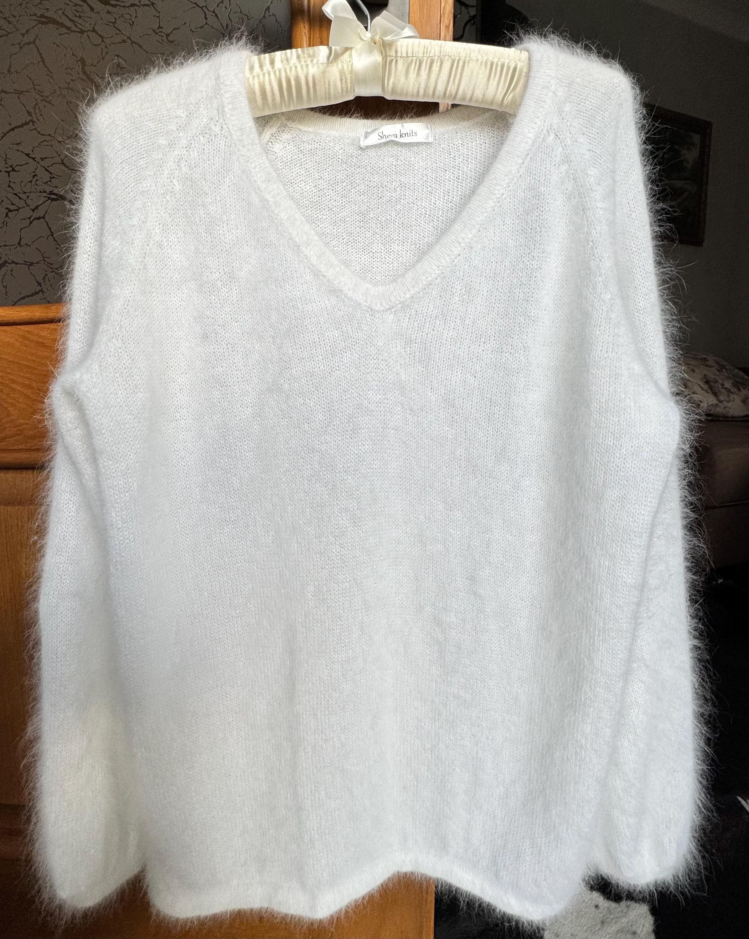 Hand Knit Angora Sweater Fluffy Oversized Knitwear - Etsy