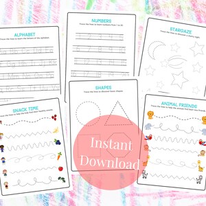 Tracing Activity Book, Alphabet, Numbers, Shapes, Learn to Trace ...