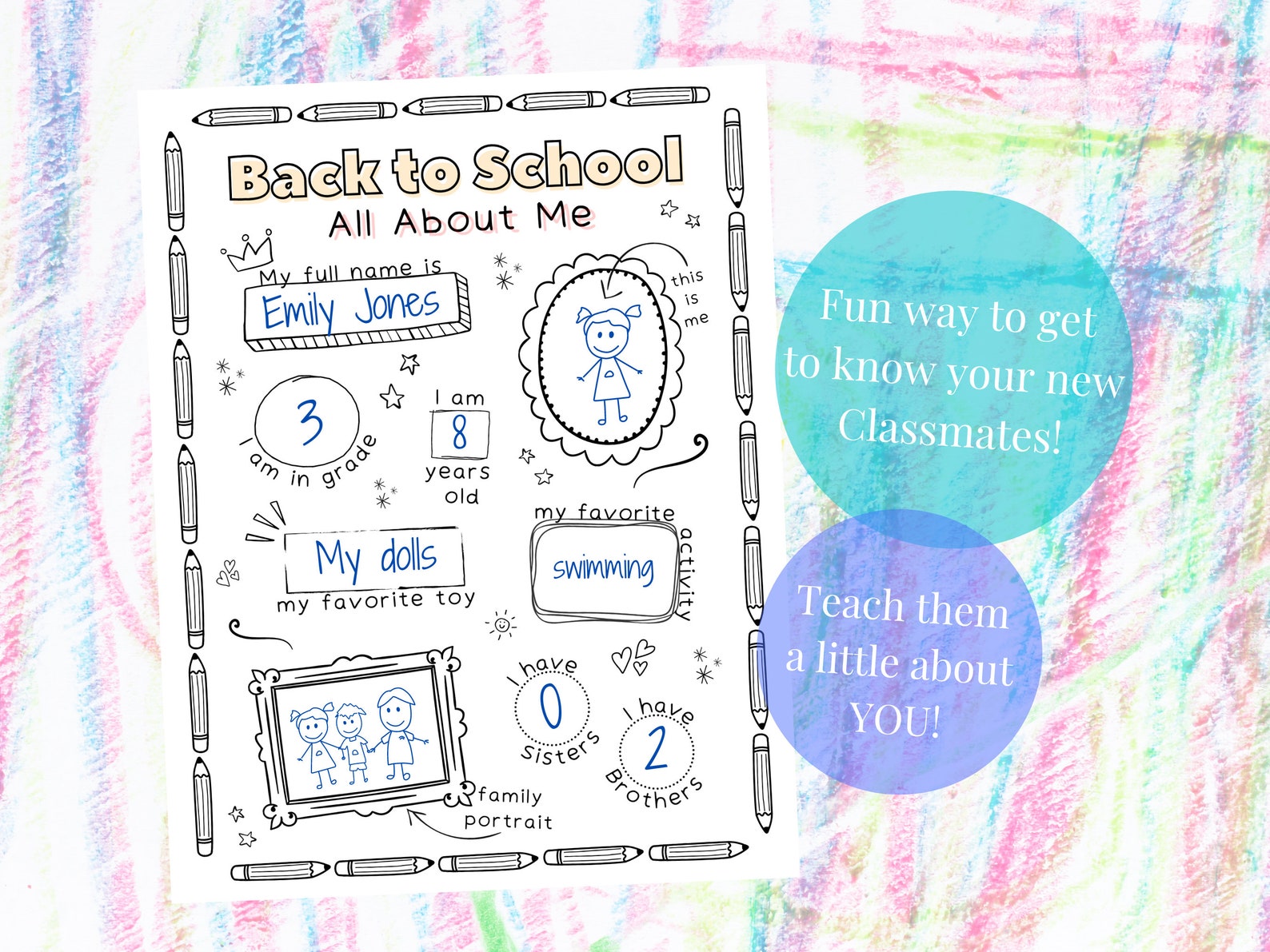Back to School Worksheet, Make New Friends, All About Me, All About You ...
