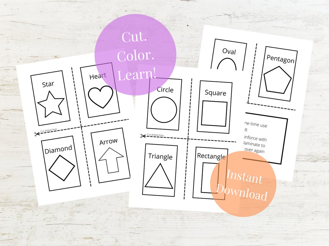 Shapes Flash Cards, Learn Basic Shapes, Learning Cards, Kids Activity ...