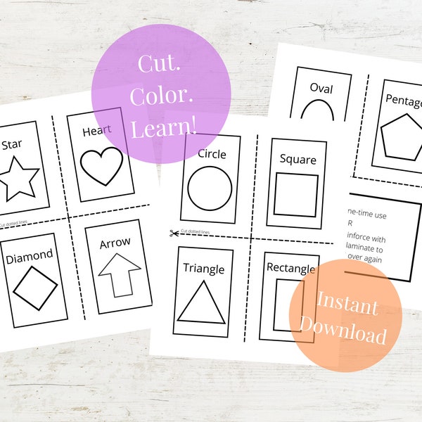 Shapes Flash Cards - Etsy