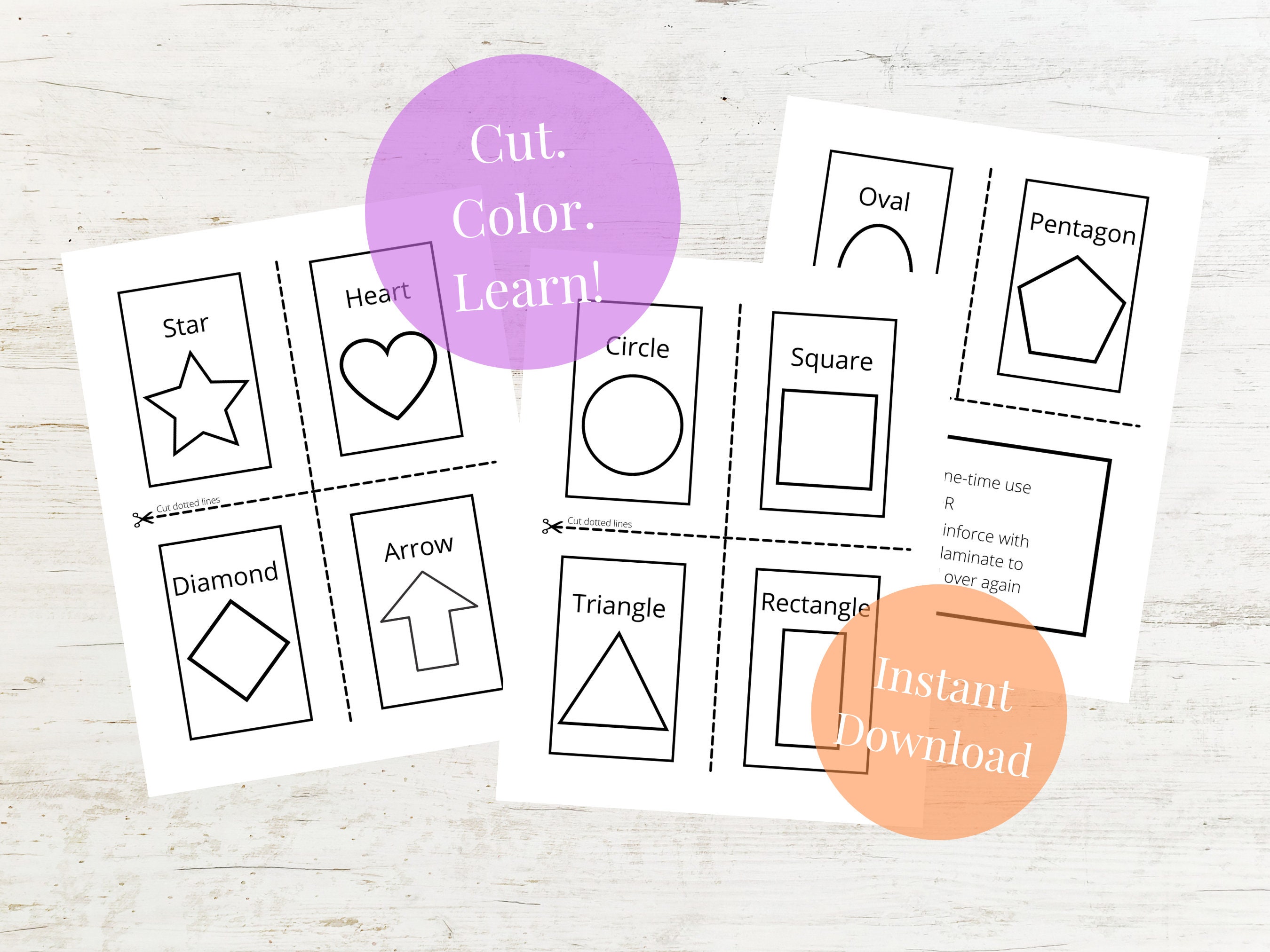 Shapes Flash Cards, Learn Basic Shapes, Learning Cards, Kids Activity ...