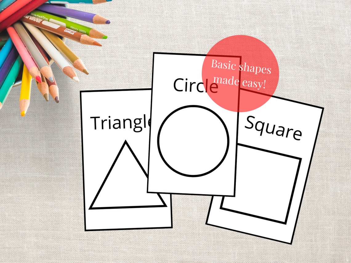 Shapes Flash Cards Learn Basic Shapes Learning Cards Kids - Etsy