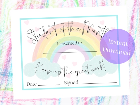 Student of the Month Award School Awards Student of the - Etsy