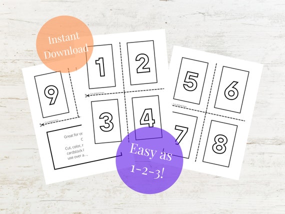 Number Flash Cards Numerical Learning Cards Printable | Etsy