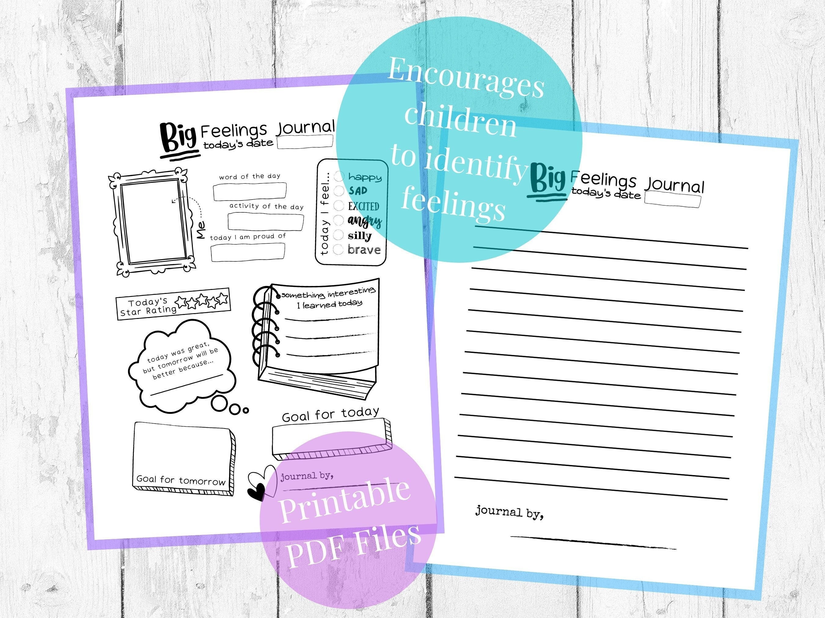 Big Feelings Journal for Kids, Diary, Activity Sheets, Printable Pdf - Etsy