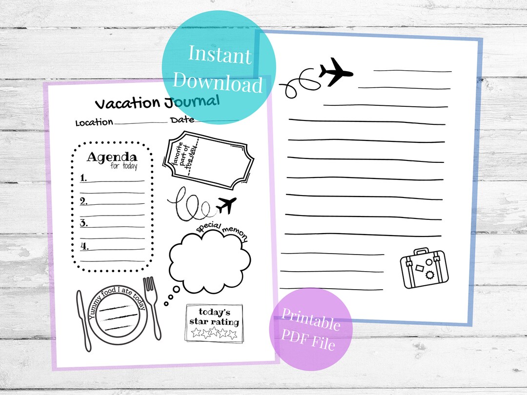 Vacation Journal, Vacation Planner, Travel Games for Kids, Printable ...