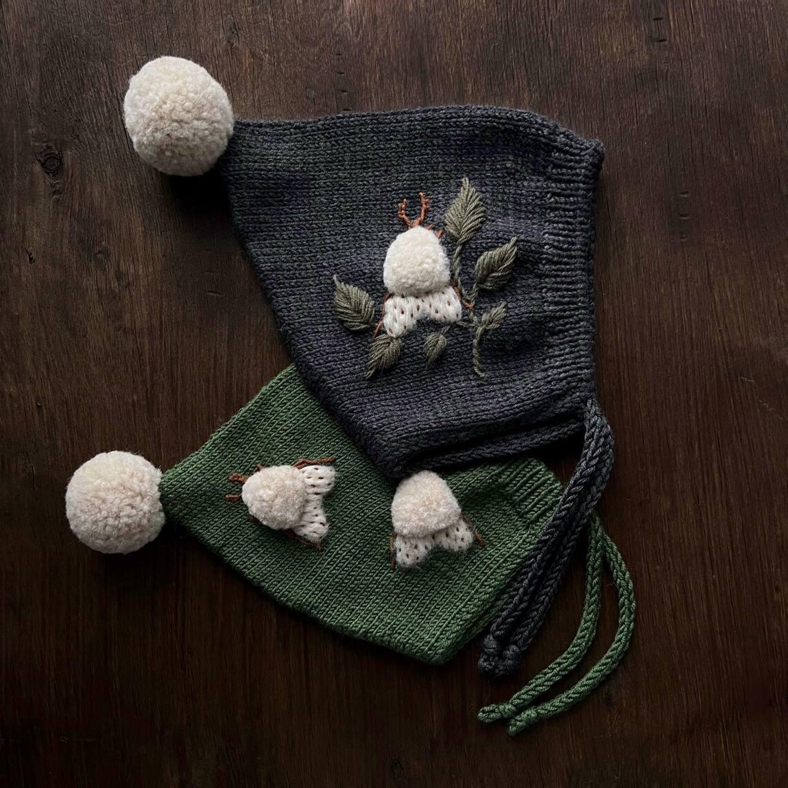 Moths Bonnet Knitting Pattern, Embroidered Baby Hat (PDF Instructions ...