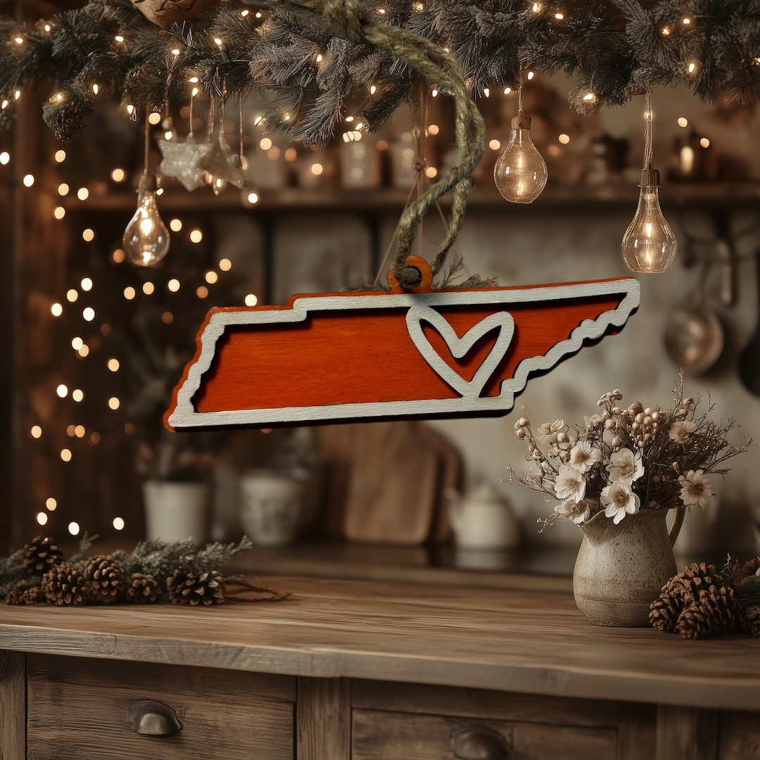 Handcrafted Tennessee State Christmas Ornament, Rustic Wood Ornament ...