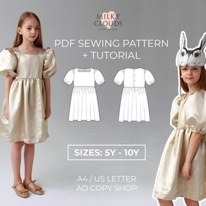 Dress "linda" PDF Sewing Pattern (sizes for 5 to 10 Years) / Girls ...