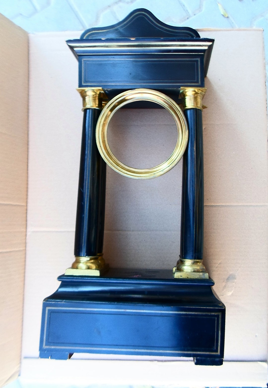 Antique French Napoleon 3 1860's Wooden Column Portico Clock Case Only ...