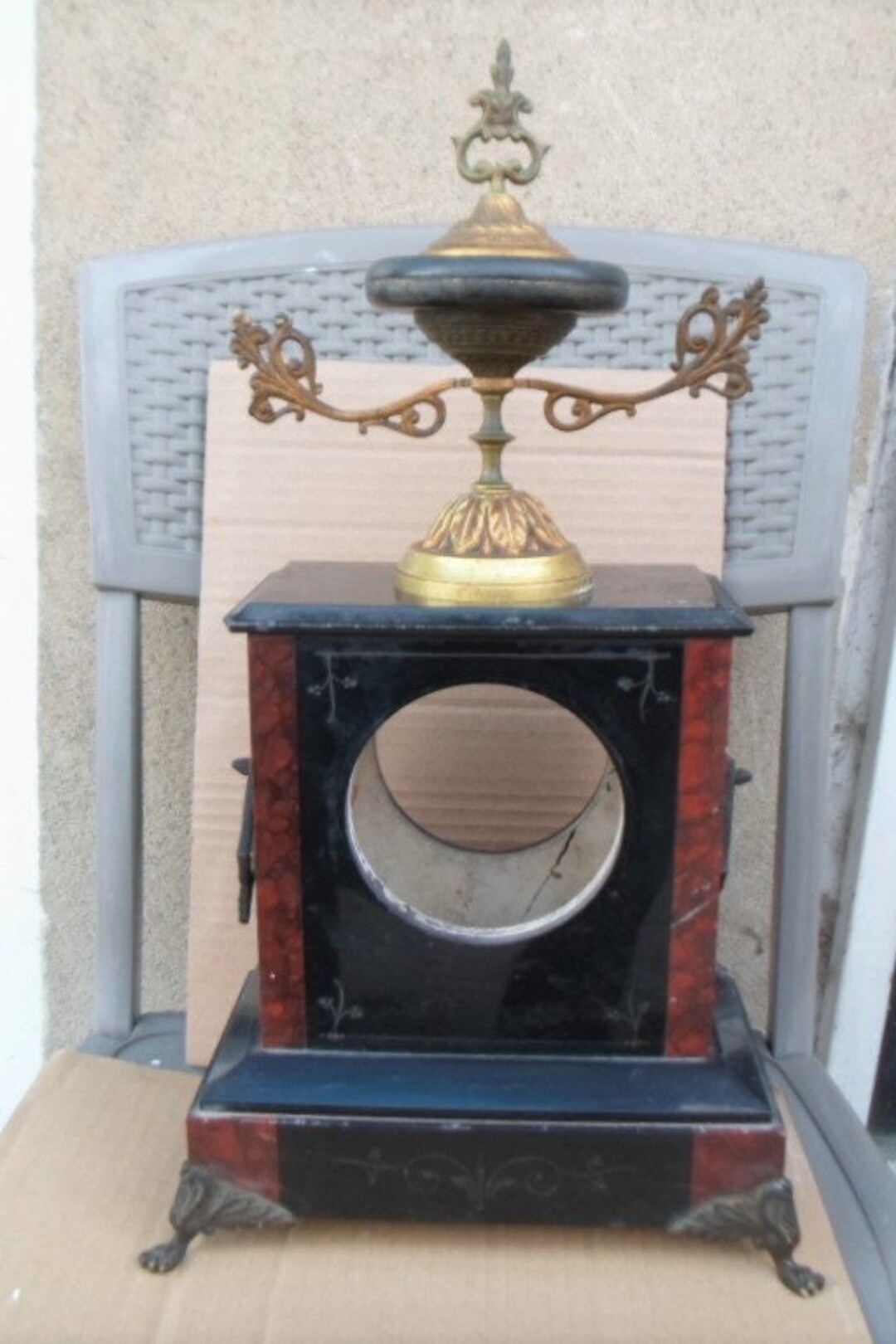 Antique Napoleon III Style Bronze & Marble Case for French Mantle Clock ...